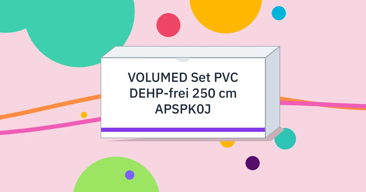 Symbolbild: Packung mit der Aufschrift VOLUMED Set PVC DEHP-frei 250 cm APSPK0J (PZN 13475029) – Verfügbarkeit und Bezug in Apotheken in Frankfurt am Main
