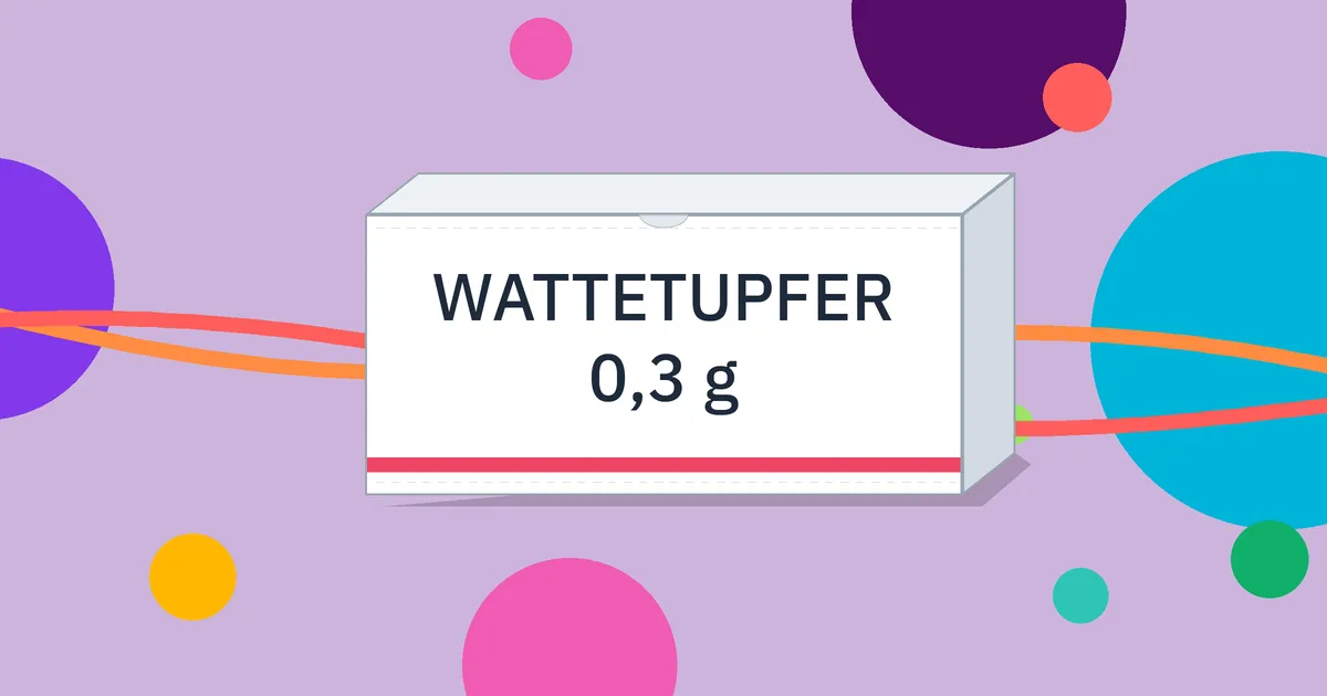 Symbolbild: Packung mit der Aufschrift WATTETUPFER 0,3 g (PZN 07100555) – Verfügbarkeit und Bezug in Apotheken in Frankfurt am Main