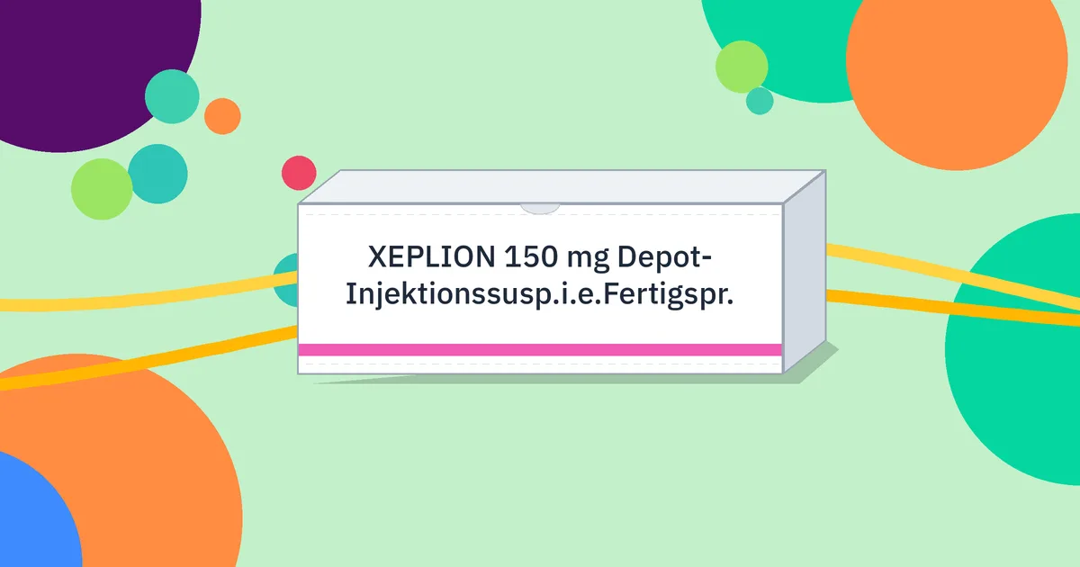 Symbolbild: Packung mit der Aufschrift XEPLION 150 mg Depot-Injektionssusp.i.e.Fertigspr. (PZN 19746044) – Verfügbarkeit und Bezug in Apotheken in Frankfurt am Main