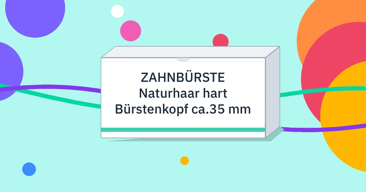 Symbolbild: Packung mit der Aufschrift ZAHNBÜRSTE Naturhaar hart Bürstenkopf ca.35 mm (PZN 03150295) – Verfügbarkeit und Bezug in Apotheken in Frankfurt am Main