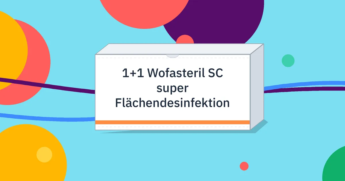 Symbolbild: Packung mit der Aufschrift 1+1 Wofasteril SC super Flächendesinfektion (PZN 12469831) – Verfügbarkeit und Bezug in Apotheken in Frankfurt am Main