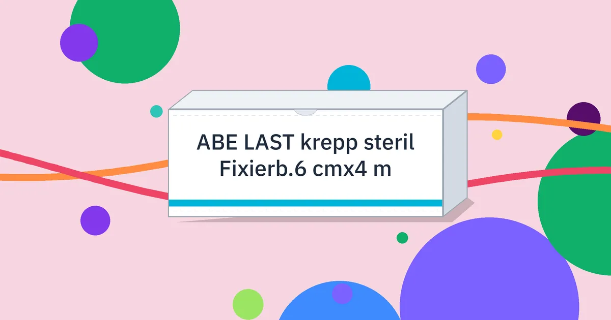 Symbolbild: Packung mit der Aufschrift ABE LAST krepp steril Fixierb.6 cmx4 m (PZN 13655731) – Verfügbarkeit und Bezug in Apotheken in Frankfurt am Main