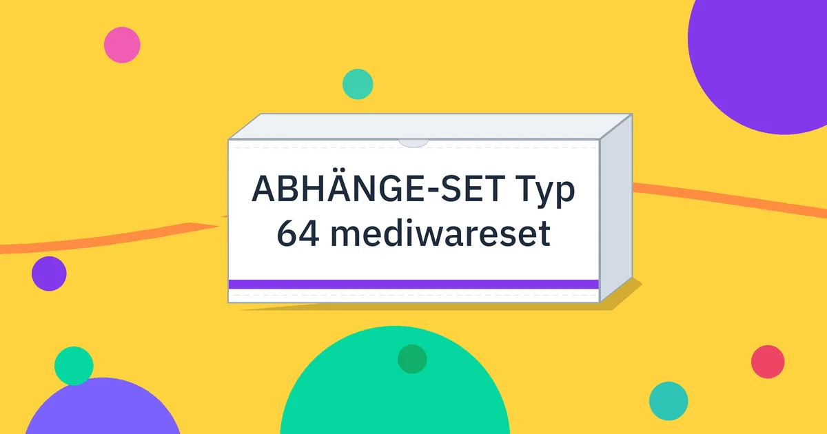 Symbolbild: Packung mit der Aufschrift ABHÄNGE-SET Typ 64 mediwareset (PZN 19548723) – Verfügbarkeit und Bezug in Apotheken in Frankfurt am Main