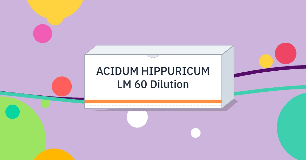 Symbolbild: Packung mit der Aufschrift ACIDUM HIPPURICUM LM 60 Dilution (PZN 13277890) – Verfügbarkeit und Bezug in Apotheken in Frankfurt am Main