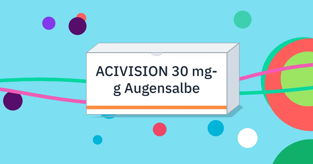 Symbolbild: Packung mit der Aufschrift ACIVISION 30 mg-g Augensalbe (PZN 06732856) – Verfügbarkeit und Bezug in Apotheken in Frankfurt am Main
