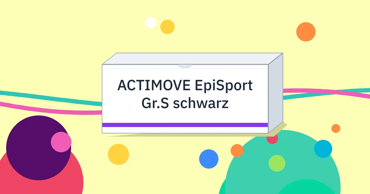 Symbolbild: Packung mit der Aufschrift ACTIMOVE EpiSport Gr.S schwarz (PZN 17948921) – Verfügbarkeit und Bezug in Apotheken in Frankfurt am Main
