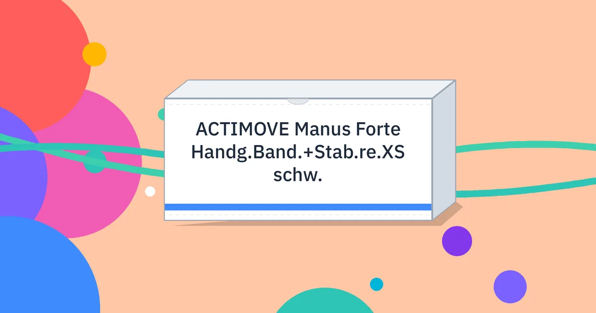 Symbolbild: Packung mit der Aufschrift ACTIMOVE Manus Forte Handg.Band.+Stab.re.XS schw. (PZN 17947407) – Verfügbarkeit und Bezug in Apotheken in Frankfurt am Main