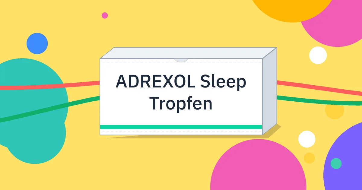 Symbolbild: Packung mit der Aufschrift ADREXOL Sleep Tropfen (PZN 17755033) – Verfügbarkeit und Bezug in Apotheken in Frankfurt am Main