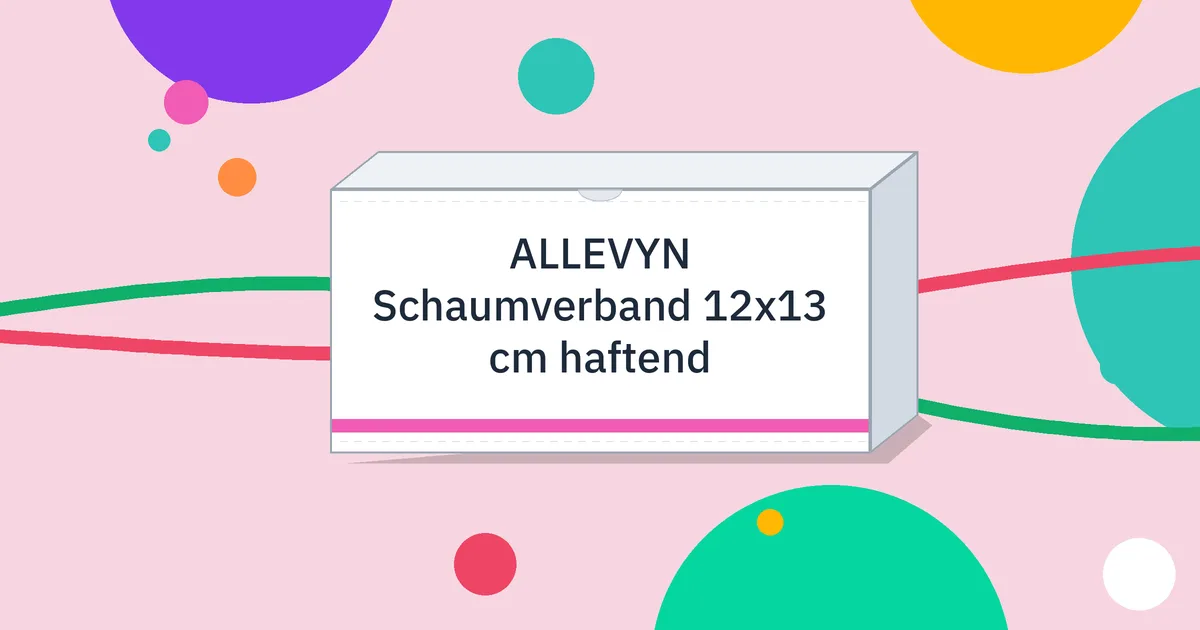 Symbolbild: Packung mit der Aufschrift ALLEVYN Schaumverband 12x13 cm haftend (PZN 19904879) – Verfügbarkeit und Bezug in Apotheken in Frankfurt am Main