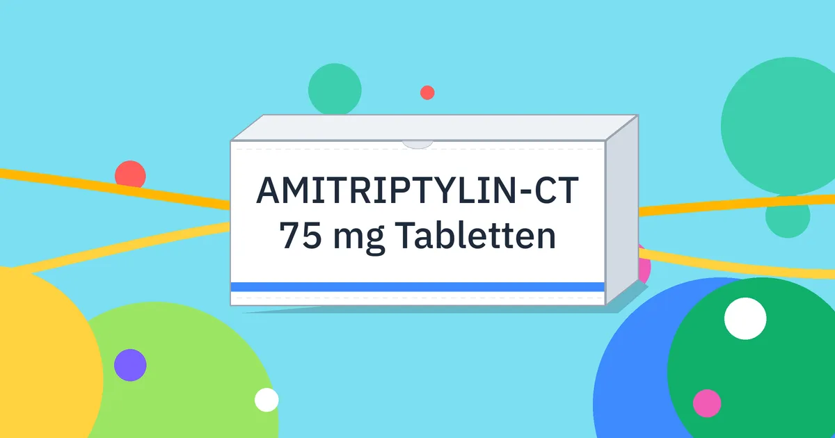 Symbolbild: Packung mit der Aufschrift AMITRIPTYLIN-CT 75 mg Tabletten (PZN 04355697) – Verfügbarkeit und Bezug in Apotheken in Frankfurt am Main