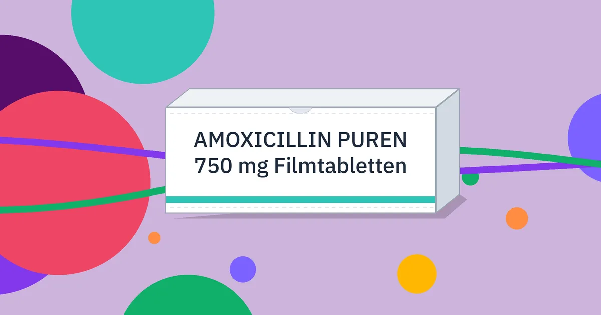 Symbolbild: Packung mit der Aufschrift AMOXICILLIN PUREN 750 mg Filmtabletten (PZN 17604216) – Verfügbarkeit und Bezug in Apotheken in Frankfurt am Main