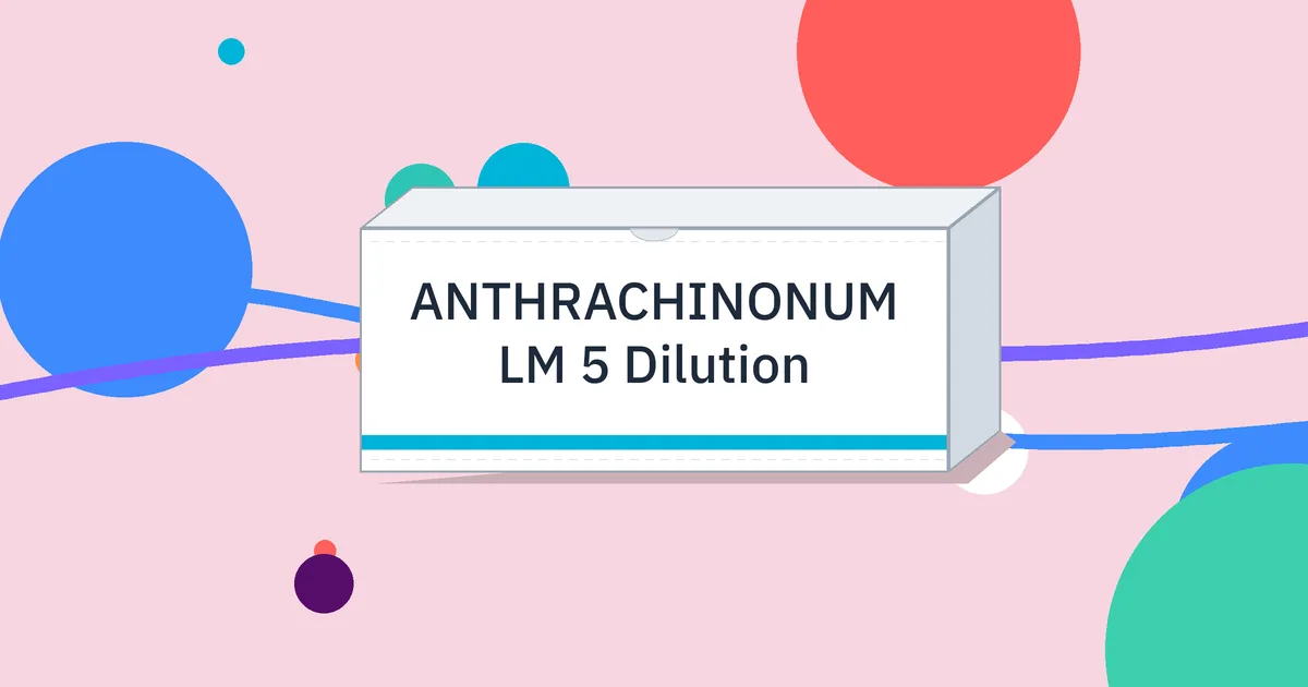 Symbolbild: Packung mit der Aufschrift ANTHRACHINONUM LM 5 Dilution (PZN 13370684) – Verfügbarkeit und Bezug in Apotheken in Frankfurt am Main