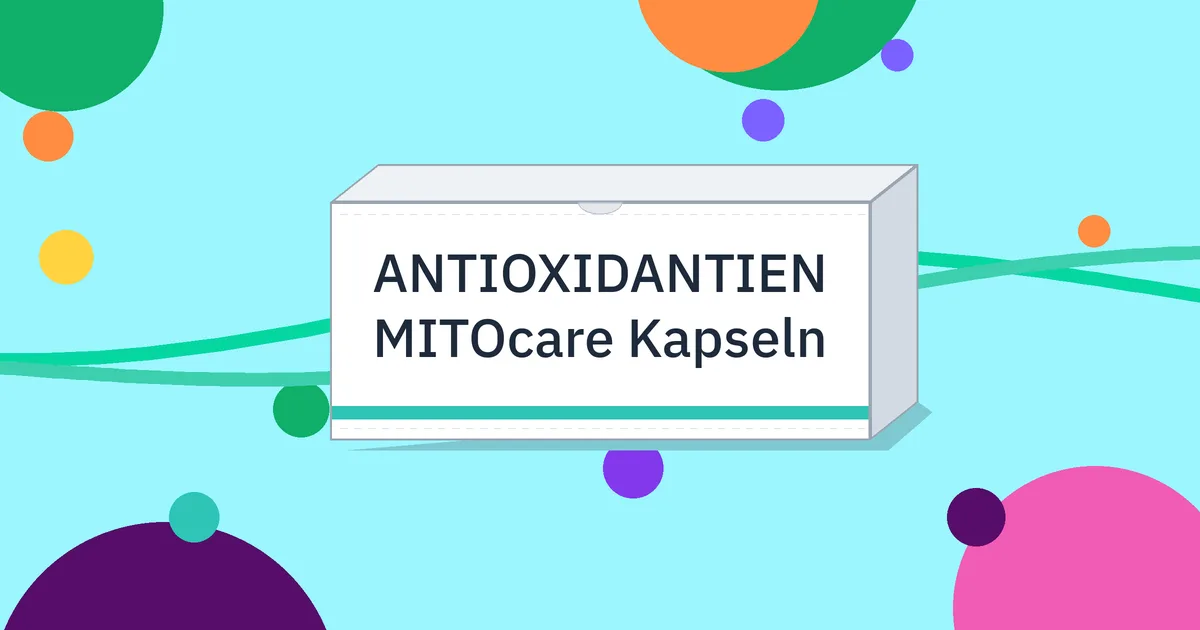 Symbolbild: Packung mit der Aufschrift ANTIOXIDANTIEN MITOcare Kapseln (PZN 12568013) – Verfügbarkeit und Bezug in Apotheken in Frankfurt am Main