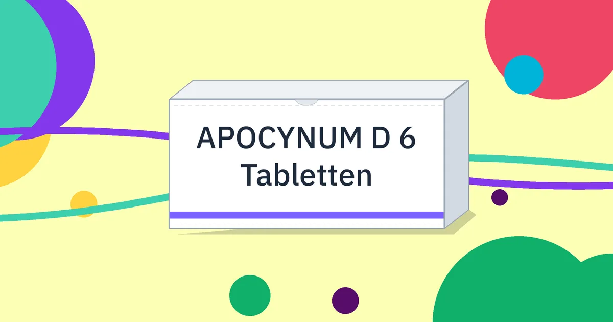 Symbolbild: Packung mit der Aufschrift APOCYNUM D 6 Tabletten (PZN 02625454) – Verfügbarkeit und Bezug in Apotheken in Frankfurt am Main