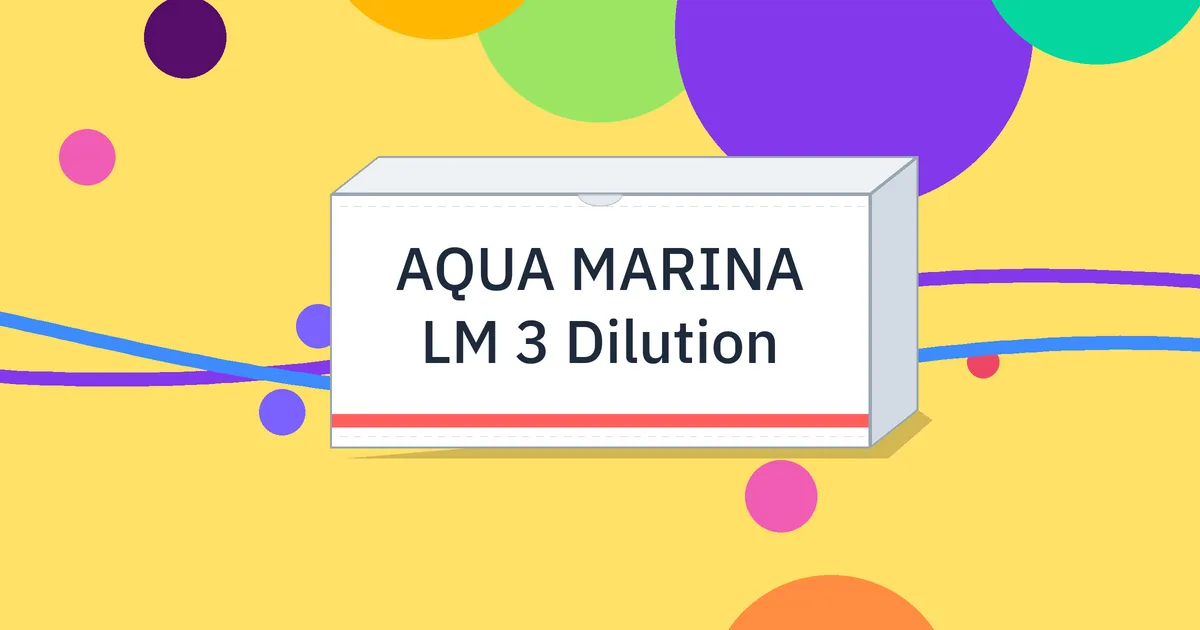 Symbolbild: Packung mit der Aufschrift AQUA MARINA LM 3 Dilution (PZN 12765400) – Verfügbarkeit und Bezug in Apotheken in Frankfurt am Main