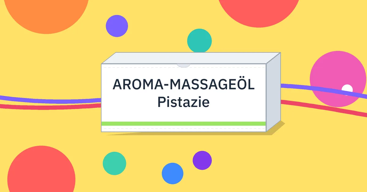 Symbolbild: Packung mit der Aufschrift AROMA-MASSAGEÖL Pistazie (PZN 19776714) – Verfügbarkeit und Bezug in Apotheken in Frankfurt am Main