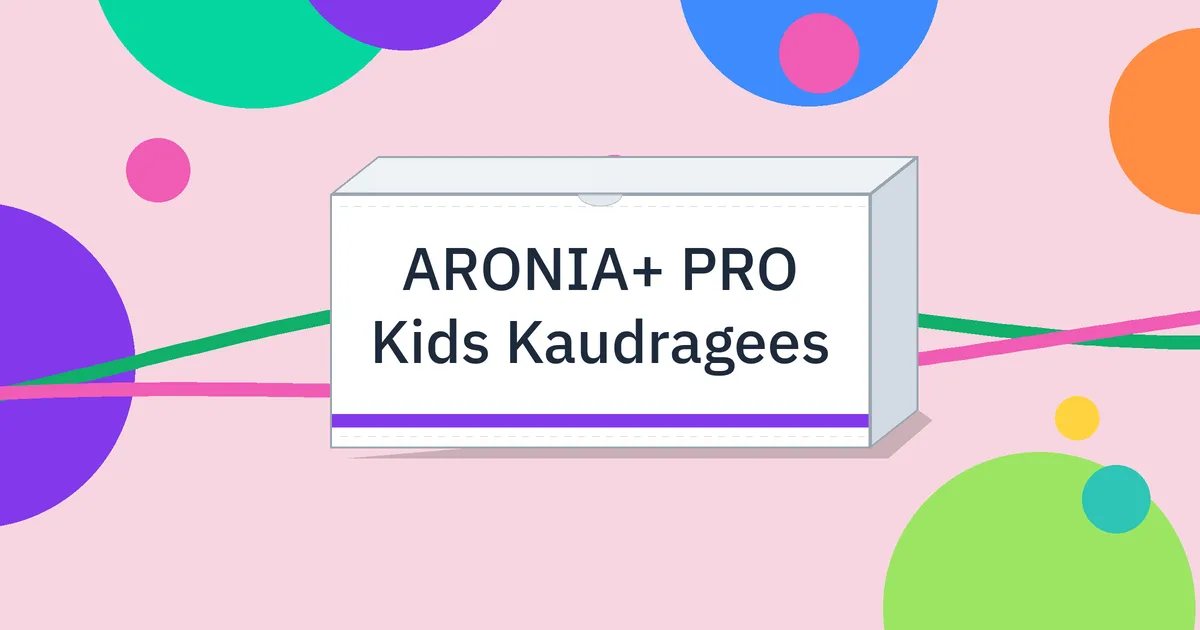 Symbolbild: Packung mit der Aufschrift ARONIA+ PRO Kids Kaudragees (PZN 17846623) – Verfügbarkeit und Bezug in Apotheken in Frankfurt am Main