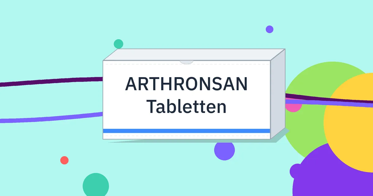 Symbolbild: Packung mit der Aufschrift ARTHRONSAN Tabletten (PZN 12411346) – Verfügbarkeit und Bezug in Apotheken in Frankfurt am Main