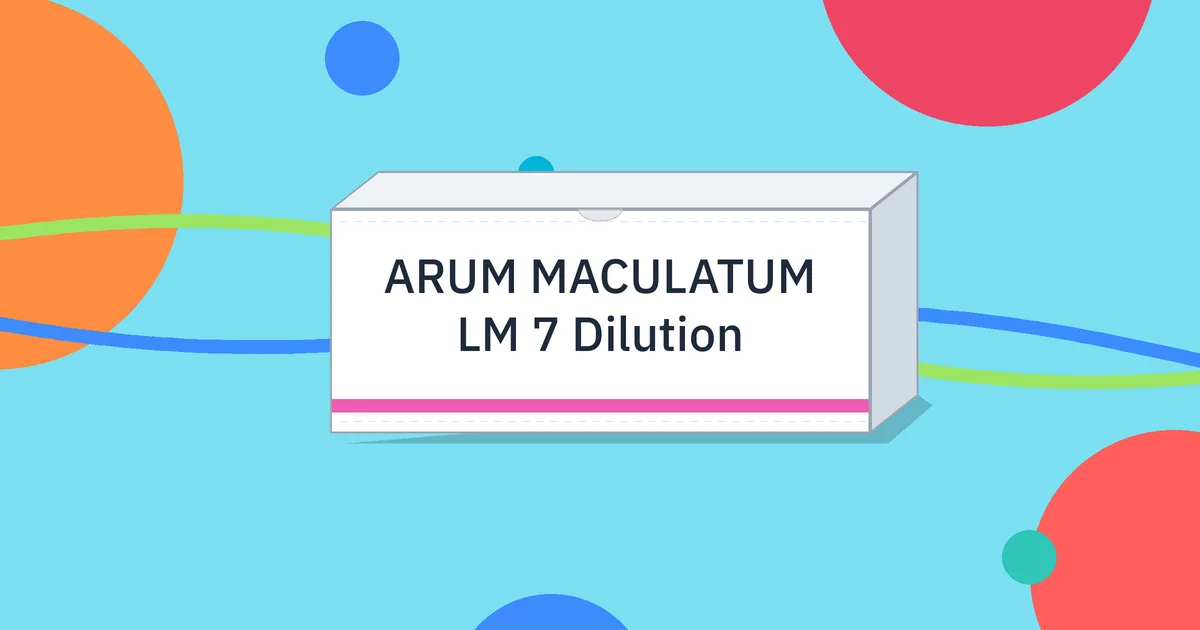 Symbolbild: Packung mit der Aufschrift ARUM MACULATUM LM 7 Dilution (PZN 13396011) – Verfügbarkeit und Bezug in Apotheken in Frankfurt am Main