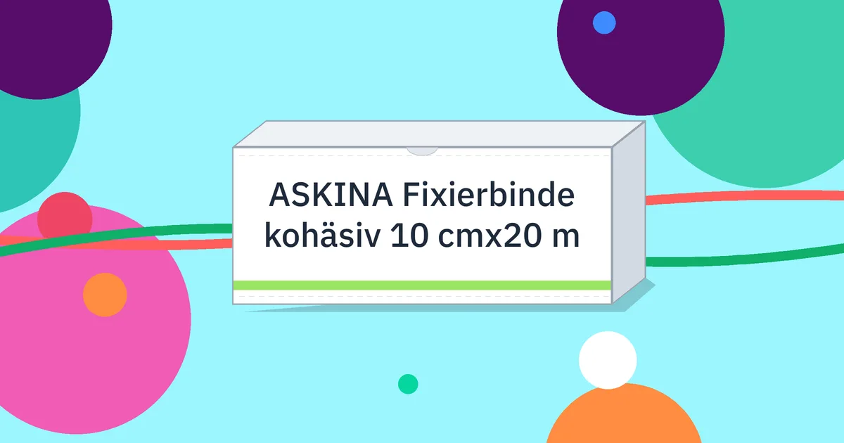 Symbolbild: Packung mit der Aufschrift ASKINA Fixierbinde kohäsiv 10 cmx20 m (PZN 12735304) – Verfügbarkeit und Bezug in Apotheken in Frankfurt am Main