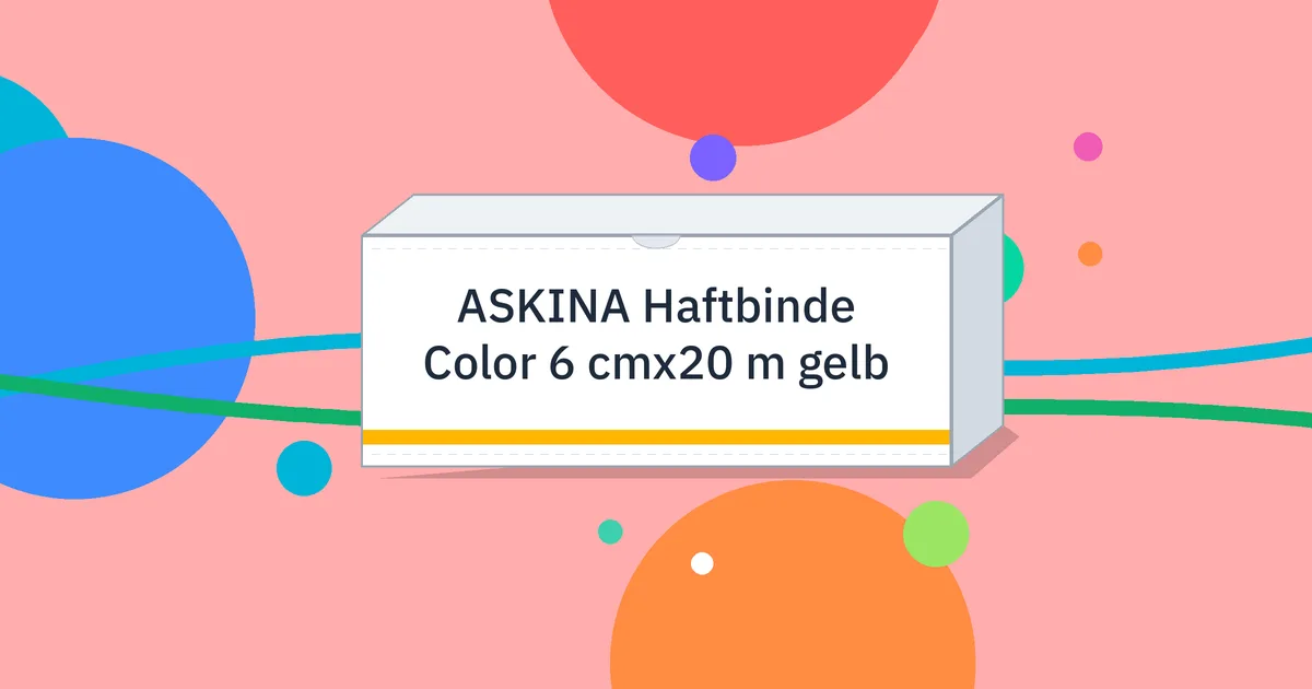 Symbolbild: Packung mit der Aufschrift ASKINA Haftbinde Color 6 cmx20 m gelb (PZN 07343507) – Verfügbarkeit und Bezug in Apotheken in Frankfurt am Main