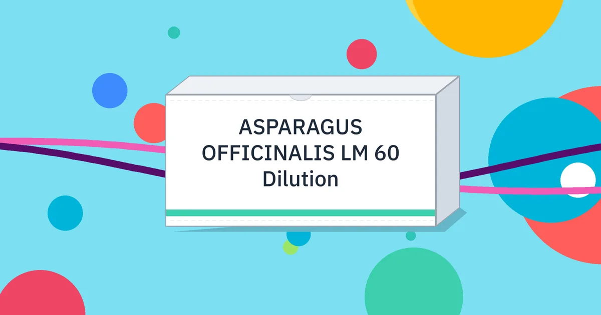 Symbolbild: Packung mit der Aufschrift ASPARAGUS OFFICINALIS LM 60 Dilution (PZN 13403343) – Verfügbarkeit und Bezug in Apotheken in Frankfurt am Main