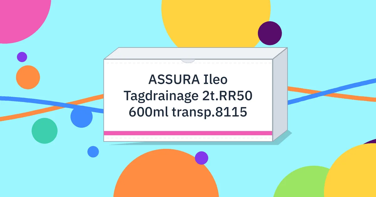 Symbolbild: Packung mit der Aufschrift ASSURA Ileo Tagdrainage 2t.RR50 600ml transp.8115 (PZN 00800999) – Verfügbarkeit und Bezug in Apotheken in Frankfurt am Main