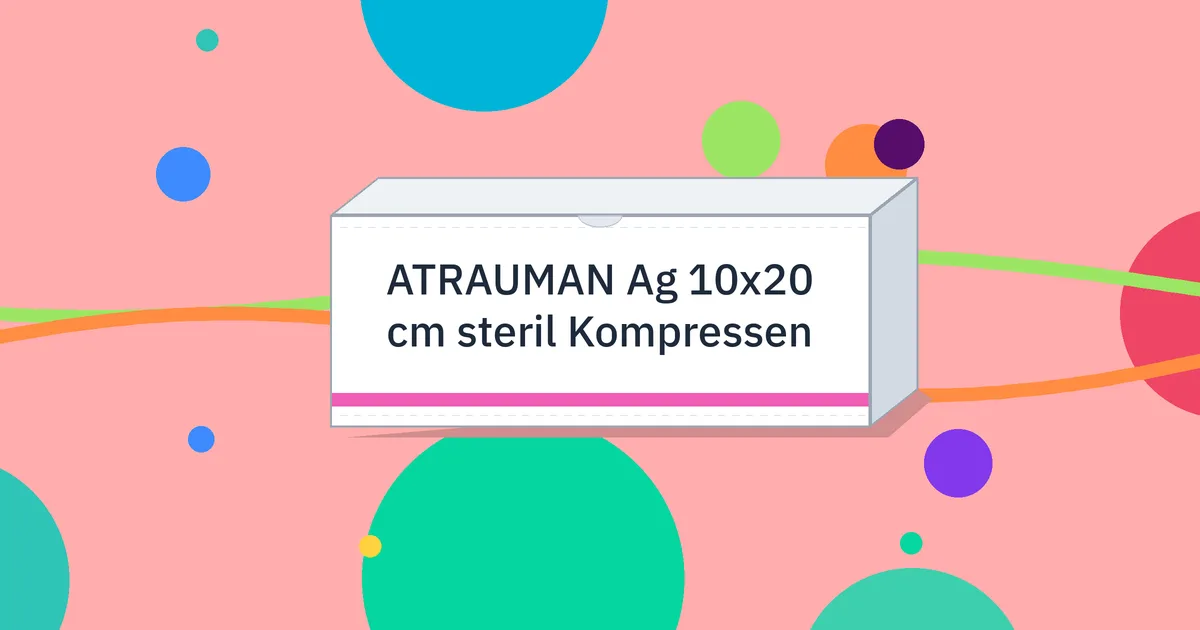 Symbolbild: Packung mit der Aufschrift ATRAUMAN Ag 10x20 cm steril Kompressen (PZN 15881638) – Verfügbarkeit und Bezug in Apotheken in Frankfurt am Main