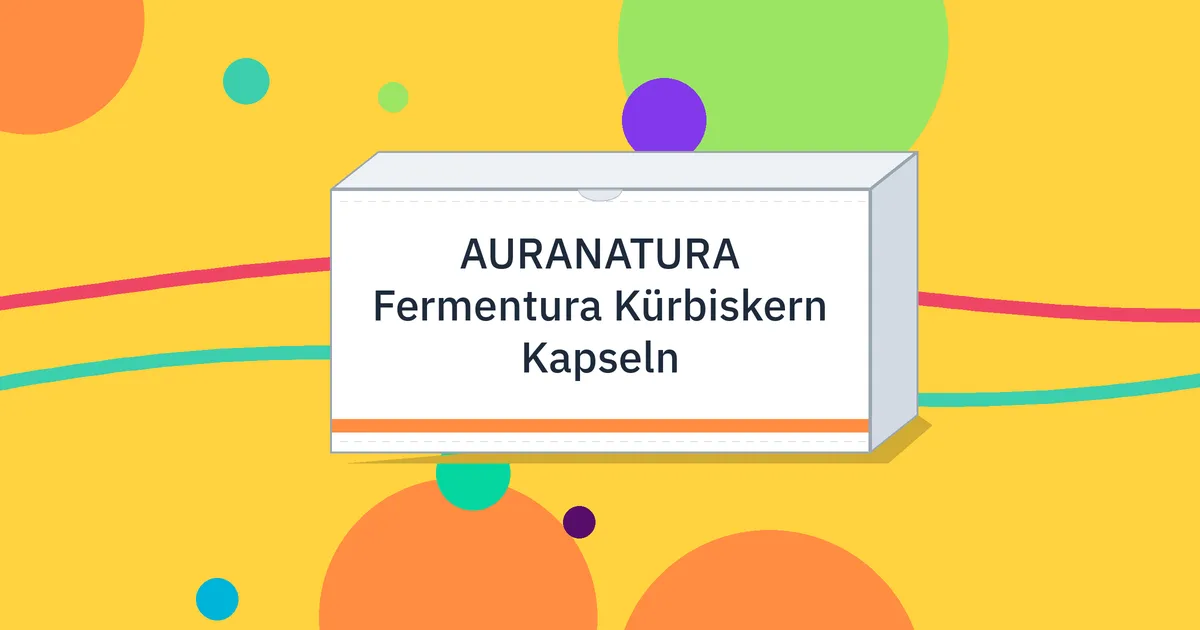 Symbolbild: Packung mit der Aufschrift AURANATURA Fermentura Kürbiskern Kapseln (PZN 19743382) – Verfügbarkeit und Bezug in Apotheken in Frankfurt am Main