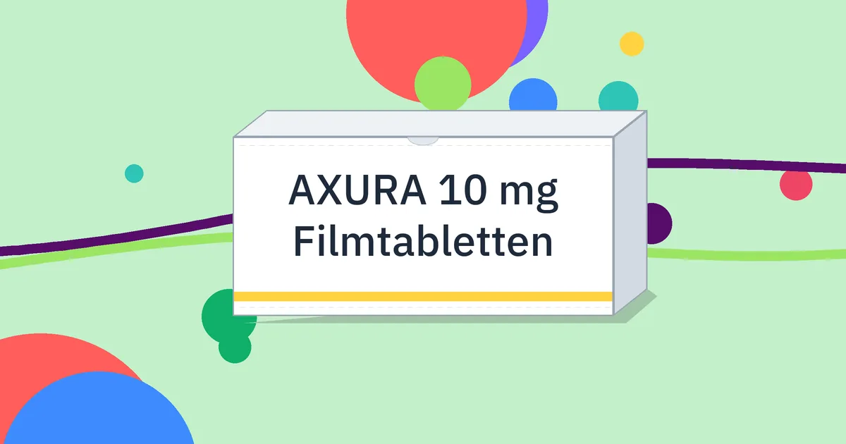 Symbolbild: Packung mit der Aufschrift AXURA 10 mg Filmtabletten (PZN 00883956) – Verfügbarkeit und Bezug in Apotheken in Frankfurt am Main
