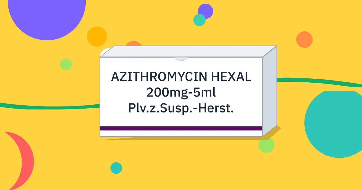 Symbolbild: Packung mit der Aufschrift AZITHROMYCIN HEXAL 200mg-5ml Plv.z.Susp.-Herst. (PZN 00101310) – Verfügbarkeit und Bezug in Apotheken in Frankfurt am Main