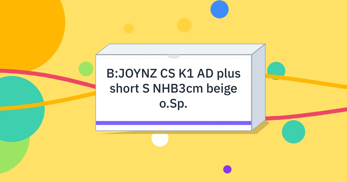 Symbolbild: Packung mit der Aufschrift B:JOYNZ CS K1 AD plus short S NHB3cm beige o.Sp. (PZN 20529748) – Verfügbarkeit und Bezug in Apotheken in Frankfurt am Main