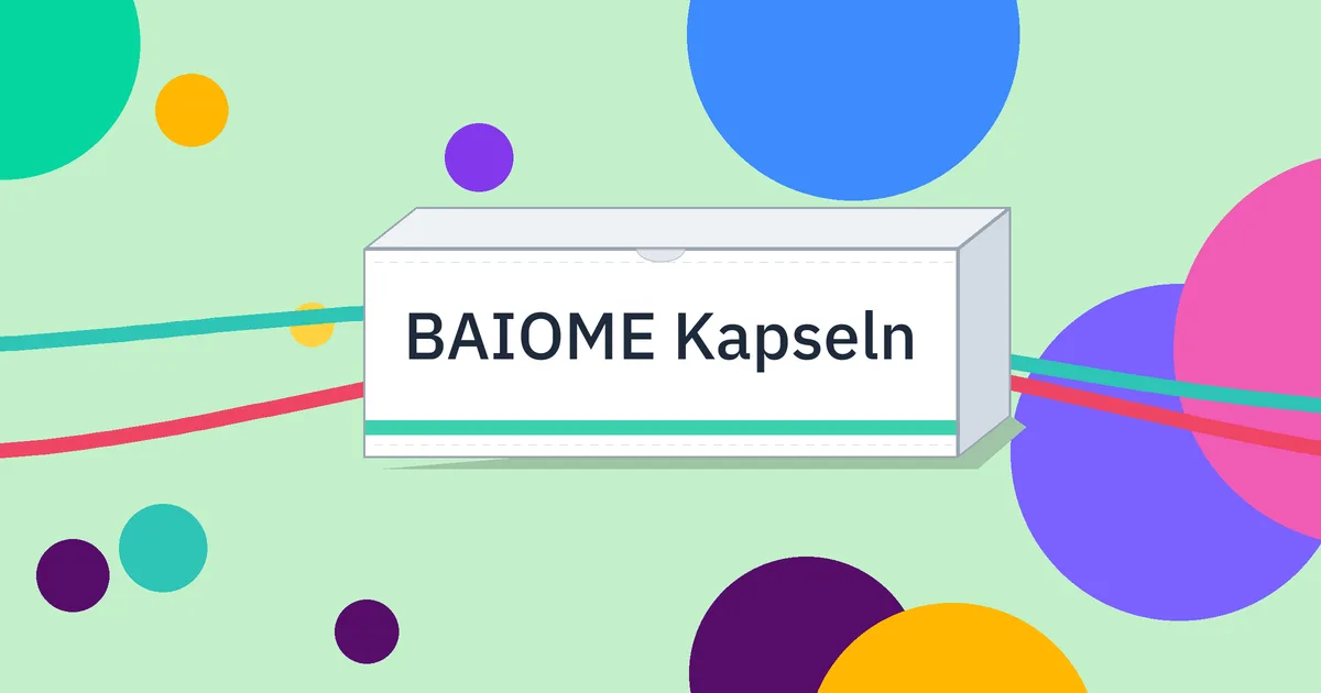 Symbolbild: Packung mit der Aufschrift BAIOME Kapseln (PZN 11047370) – Verfügbarkeit und Bezug in Apotheken in Frankfurt am Main