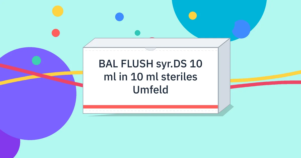Symbolbild: Packung mit der Aufschrift BAL FLUSH syr.DS 10 ml in 10 ml steriles Umfeld (PZN 18852241) – Verfügbarkeit und Bezug in Apotheken in Frankfurt am Main