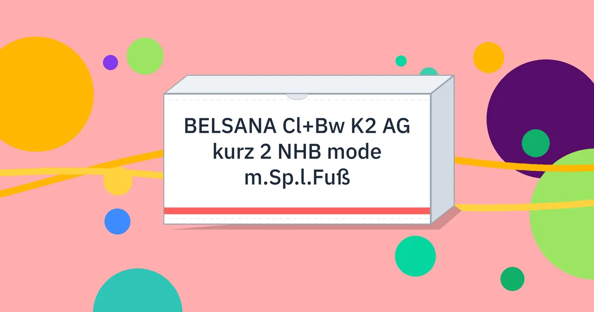 Symbolbild: Packung mit der Aufschrift BELSANA Cl+Bw K2 AG kurz 2 NHB mode m.Sp.l.Fuß (PZN 12243245) – Verfügbarkeit und Bezug in Apotheken in Frankfurt am Main