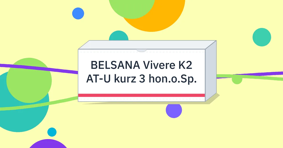 Symbolbild: Packung mit der Aufschrift BELSANA Vivere K2 AT-U kurz 3 hon.o.Sp. (PZN 08537604) – Verfügbarkeit und Bezug in Apotheken in Frankfurt am Main