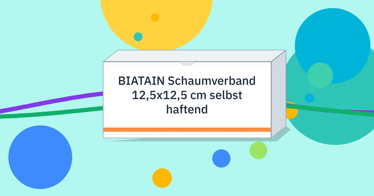Symbolbild: Packung mit der Aufschrift BIATAIN Schaumverband 12,5x12,5 cm selbst haftend (PZN 16354705) – Verfügbarkeit und Bezug in Apotheken in Frankfurt am Main