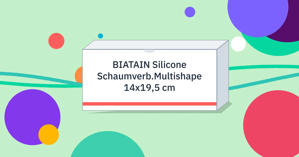 Symbolbild: Packung mit der Aufschrift BIATAIN Silicone Schaumverb.Multishape 14x19,5 cm (PZN 18670072) – Verfügbarkeit und Bezug in Apotheken in Frankfurt am Main