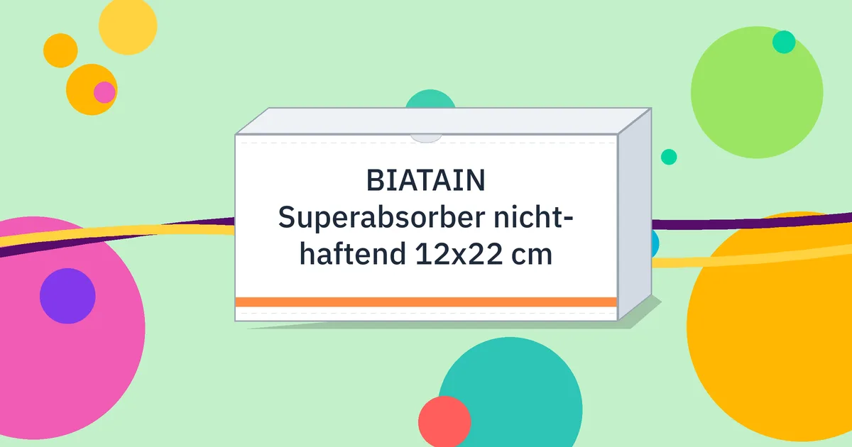Symbolbild: Packung mit der Aufschrift BIATAIN Superabsorber nicht-haftend 12x22 cm (PZN 20306669) – Verfügbarkeit und Bezug in Apotheken in Frankfurt am Main