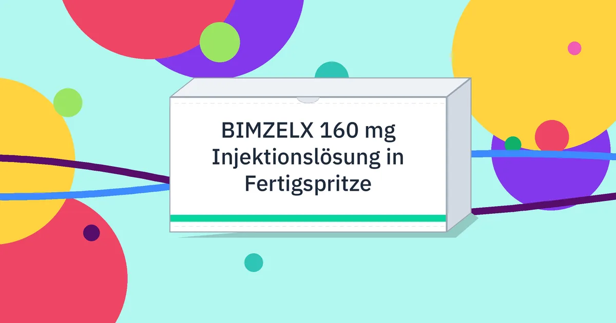Symbolbild: Packung mit der Aufschrift BIMZELX 160 mg Injektionslösung in Fertigspritze (PZN 18728251) – Verfügbarkeit und Bezug in Apotheken in Frankfurt am Main
