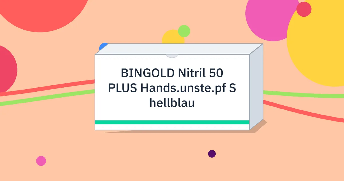 Symbolbild: Packung mit der Aufschrift BINGOLD Nitril 50 PLUS Hands.unste.pf S hellblau (PZN 20040272) – Verfügbarkeit und Bezug in Apotheken in Frankfurt am Main