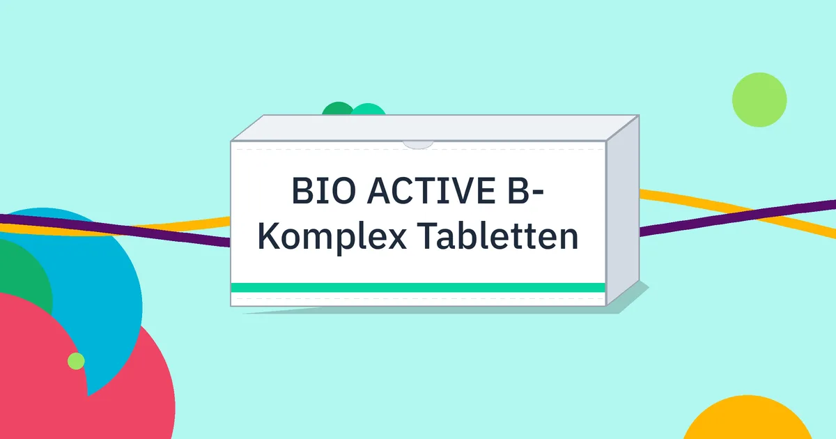 Symbolbild: Packung mit der Aufschrift BIO ACTIVE B-Komplex Tabletten (PZN 13881611) – Verfügbarkeit und Bezug in Apotheken in Frankfurt am Main