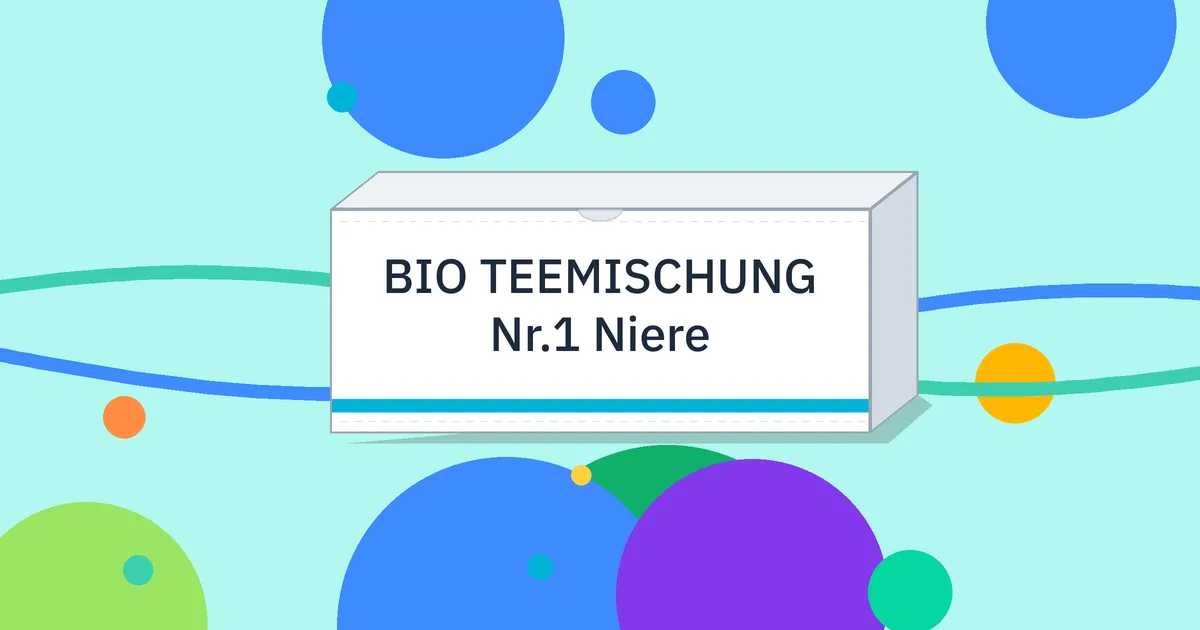 Symbolbild: Packung mit der Aufschrift BIO TEEMISCHUNG Nr.1 Niere (PZN 19365804) – Verfügbarkeit und Bezug in Apotheken in Frankfurt am Main