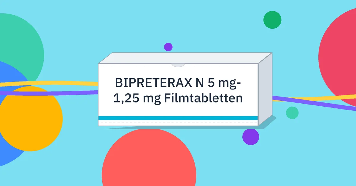 Symbolbild: Packung mit der Aufschrift BIPRETERAX N 5 mg-1,25 mg Filmtabletten (PZN 16529292) – Verfügbarkeit und Bezug in Apotheken in Frankfurt am Main
