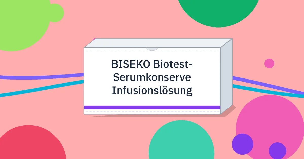 Symbolbild: Packung mit der Aufschrift BISEKO Biotest-Serumkonserve Infusionslösung (PZN 00137785) – Verfügbarkeit und Bezug in Apotheken in Frankfurt am Main