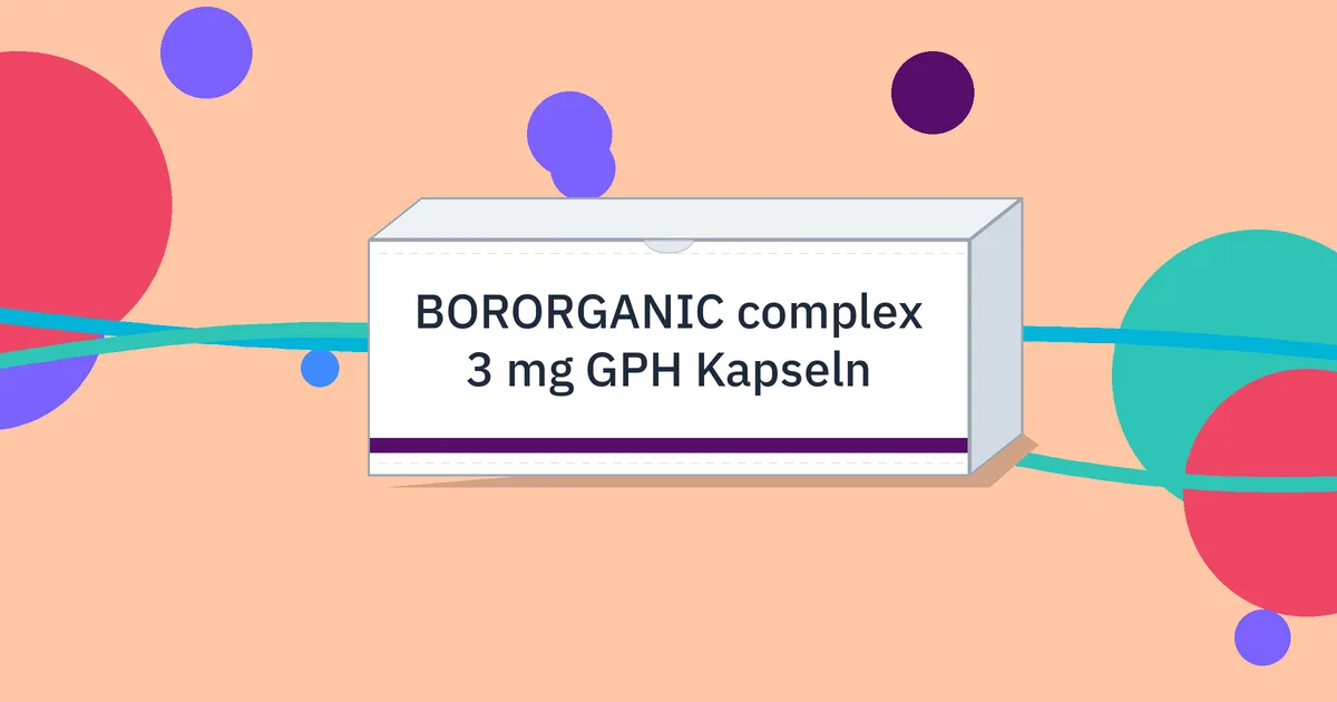 Symbolbild: Packung mit der Aufschrift BORORGANIC complex 3 mg GPH Kapseln (PZN 10522461) – Verfügbarkeit und Bezug in Apotheken in Frankfurt am Main