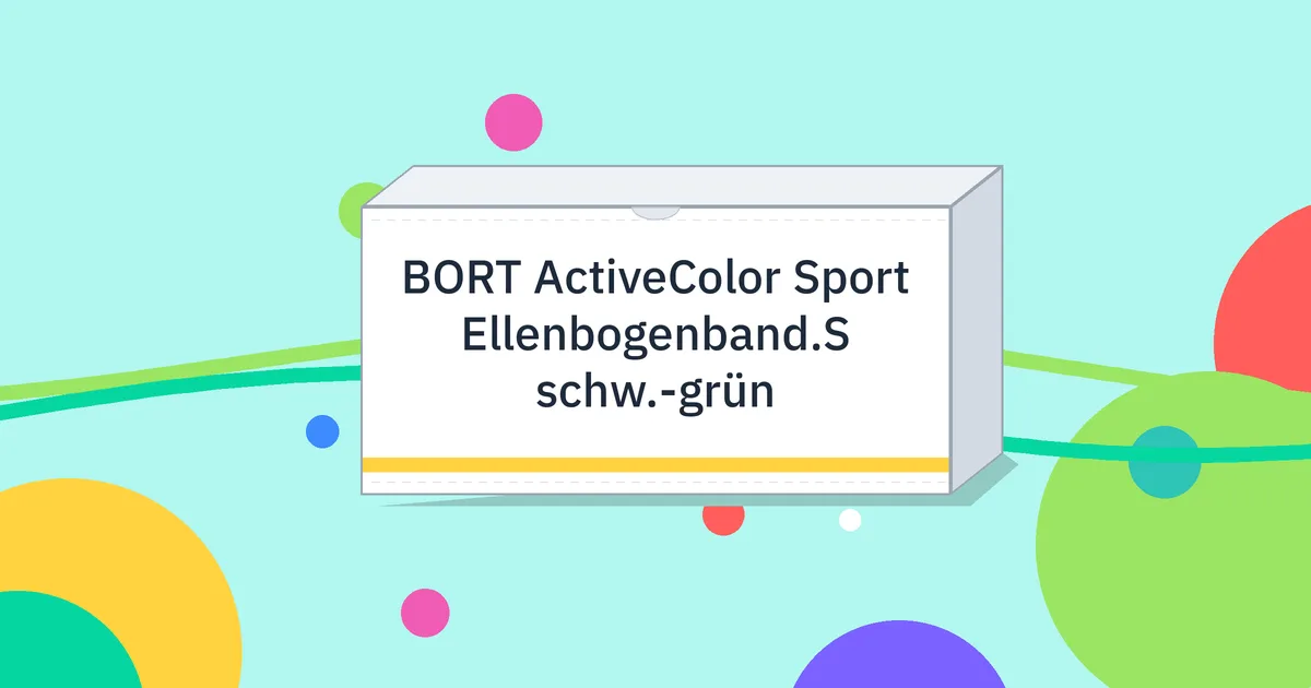 Symbolbild: Packung mit der Aufschrift BORT ActiveColor Sport Ellenbogenband.S schw.-grün (PZN 12573712) – Verfügbarkeit und Bezug in Apotheken in Frankfurt am Main