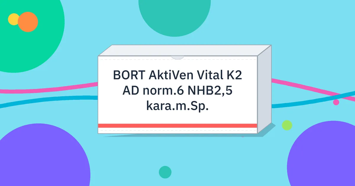 Symbolbild: Packung mit der Aufschrift BORT AktiVen Vital K2 AD norm.6 NHB2,5 kara.m.Sp. (PZN 17497766) – Verfügbarkeit und Bezug in Apotheken in Frankfurt am Main