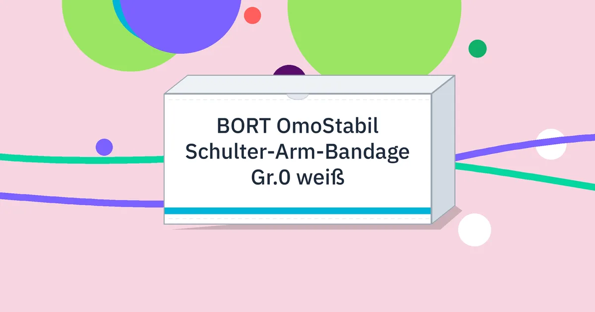 Symbolbild: Packung mit der Aufschrift BORT OmoStabil Schulter-Arm-Bandage Gr.0 weiß (PZN 00945114) – Verfügbarkeit und Bezug in Apotheken in Frankfurt am Main