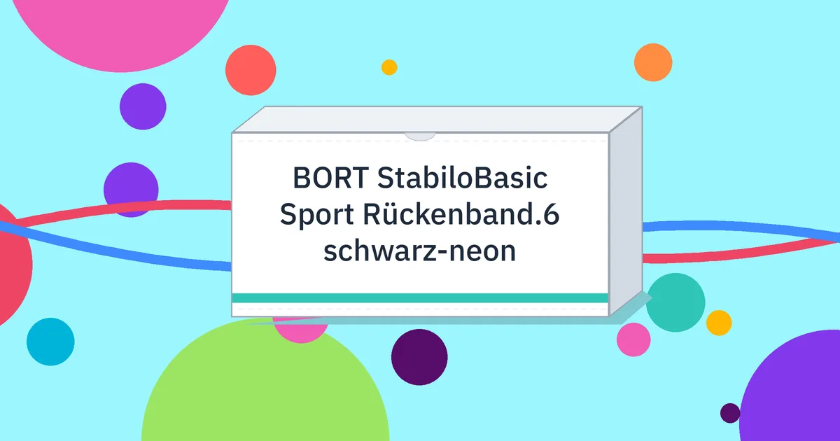 Symbolbild: Packung mit der Aufschrift BORT StabiloBasic Sport Rückenband.6 schwarz-neon (PZN 02744704) – Verfügbarkeit und Bezug in Apotheken in Frankfurt am Main